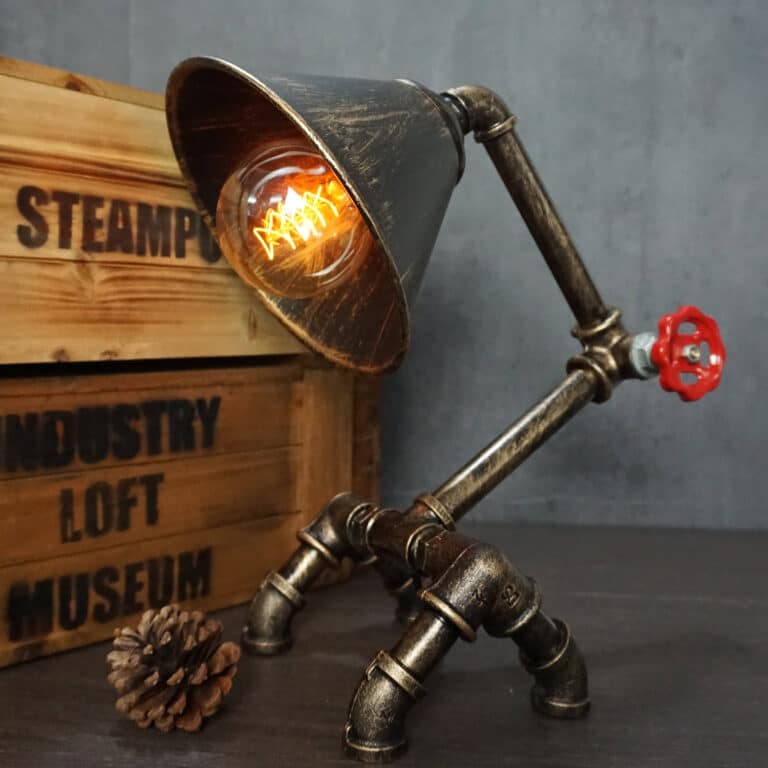 Vintage Industrial Table Lamp with Edison Bulb, Shade, and Antique ...