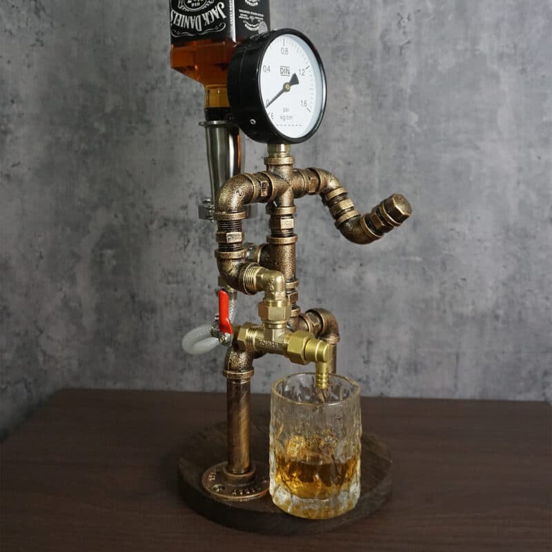 Vintage Industrial Liquor Dispenser - Firefighter Design, Metal Pipe ...